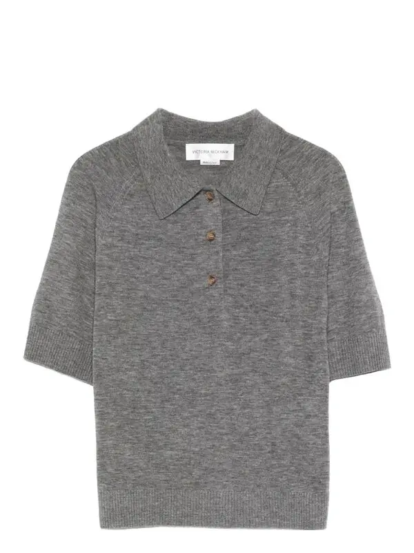 Victoria Beckham Fine-knit Polo Shirt - Grey