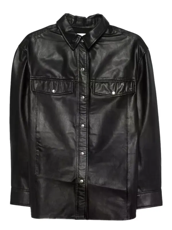 IRO PARIS Cabana Pocket Leather Shirt - Black