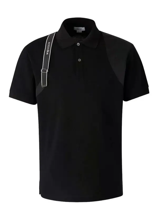 Alexander McQueen Harness-detail Panelled Polo Shirt - Black