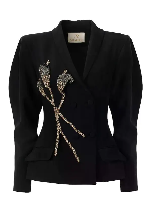 ARAFTU Embellished Double-breasted Blazer - Black