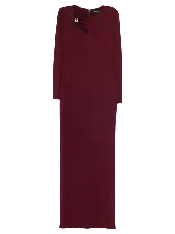 Ralph Lauren Brooch Long-sleeve Maxi Dress - Red