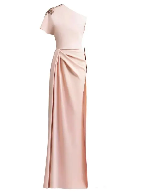 GEMY MAALOUF Asymmetrical-neckline Draped Dress - Pink