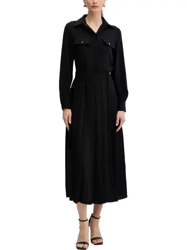 Liu Jo Pleated Shirt Midi Dress - Black