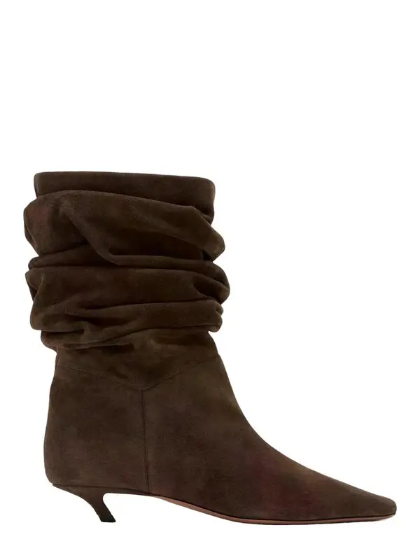Amina Muaddi Jamie 25 Gathered Boots - Brown