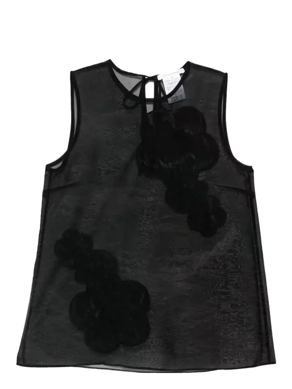 Cecilie Bahnsen Floral-appliqué Sleeveless Top - Black