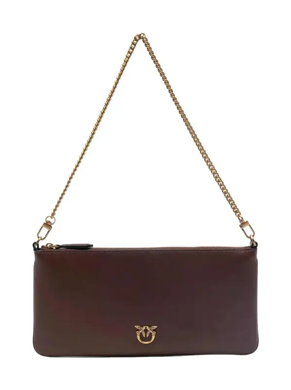 Pinko Chain Logo Clutch - Brown