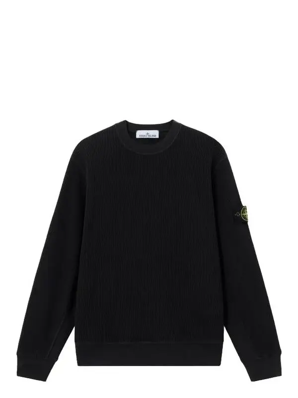 Stone Island Crewneck Sweater With Compass Patch - Black