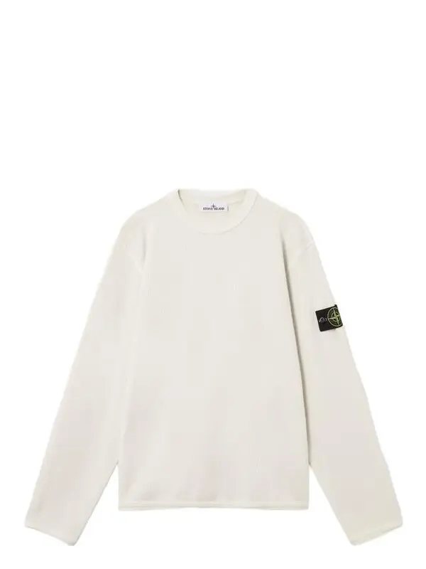 Stone Island Crewneck Sweater With Compass Patch - White