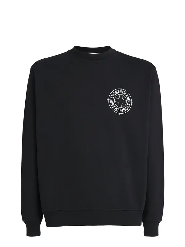 Stone Island Cotton Compass Crewneck Sweatshirt - Black