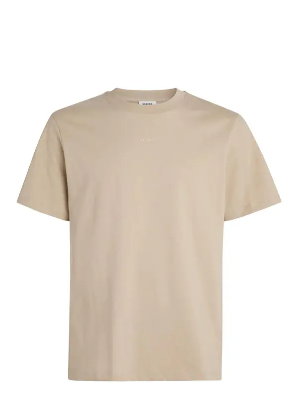 Sandro Cotton Logo T-shirt - Beige
