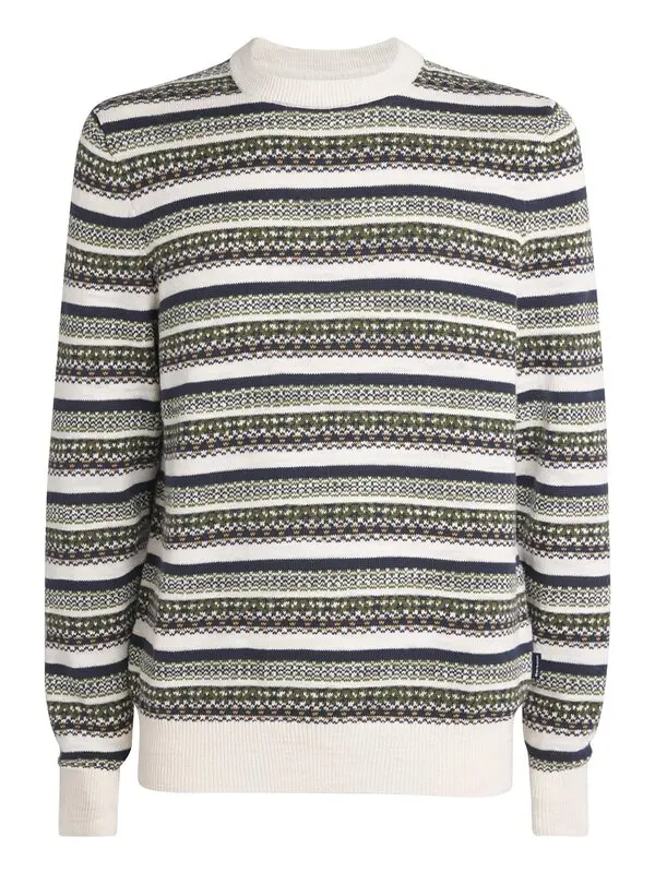 Barbour Cotton Topcliffe Fair Isle Sweater - White