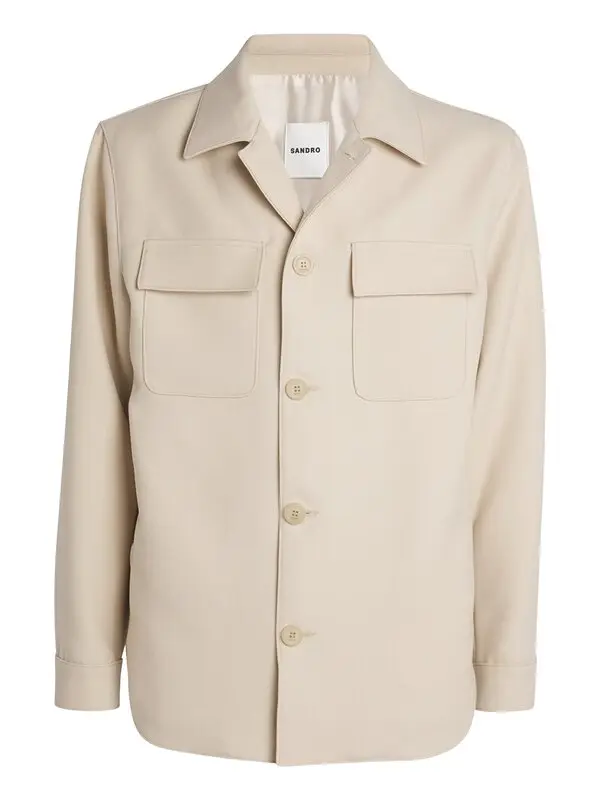 Sandro Pocket-detail Overshirt - Beige