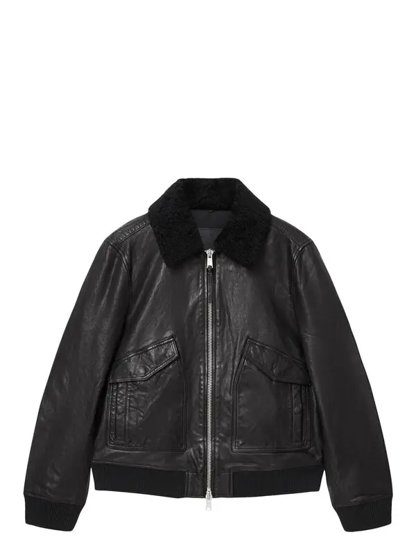 ALLSAINTS Leather Vaucluse Bomber Jacket - Black