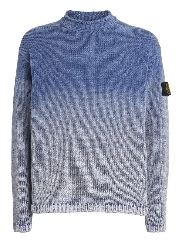 Stone Island Gradient Cotton Coated Sweater - Blue