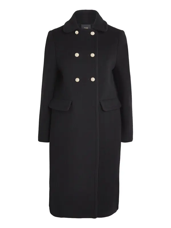 Maje Wool-blend Double-breasted Pea Coat - Black