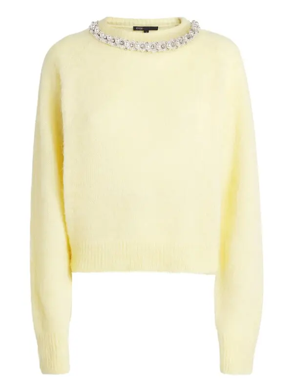 Maje Jewel-collar Alpaca Sweater - Yellow