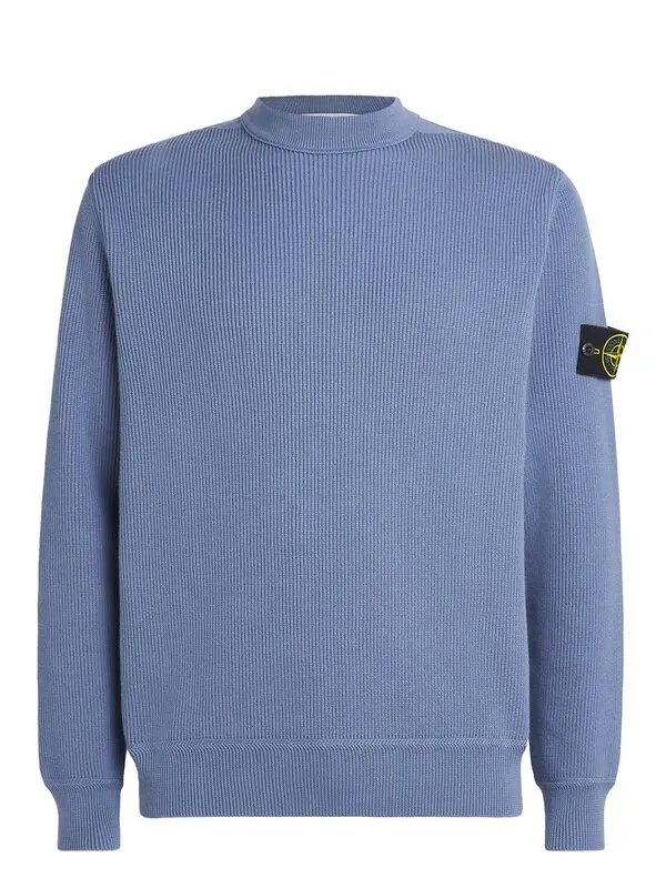 Stone Island Cotton Compass Crewneck Sweater - Blue