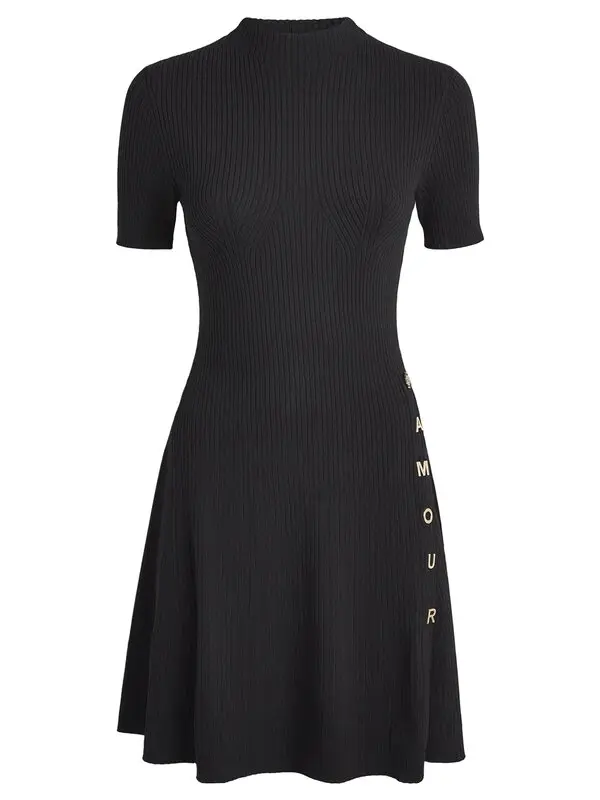 Maje Rib-knit Mini Dress - Black