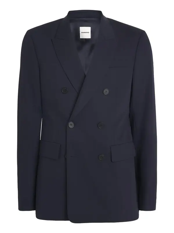 Sandro Virgin Wool New Croise Blazer - Blue