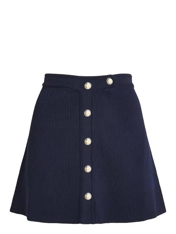 Sandro Rib-knit Mini Skirt - Blue
