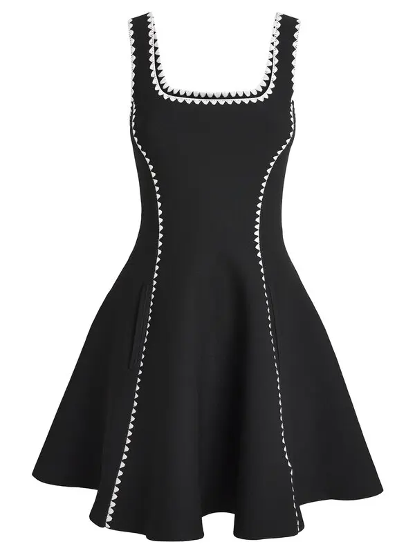 Maje Topstitch Mini Dress - Black