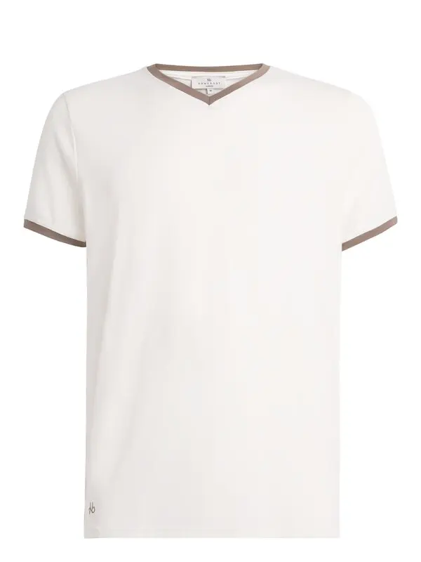 HOMEBODY Contrast Trim V-neck Lounge T-shirt - Ivory