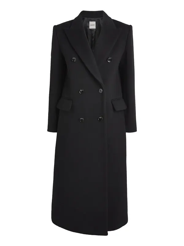 Sandro Wool Double-breasted Overcoat - Black