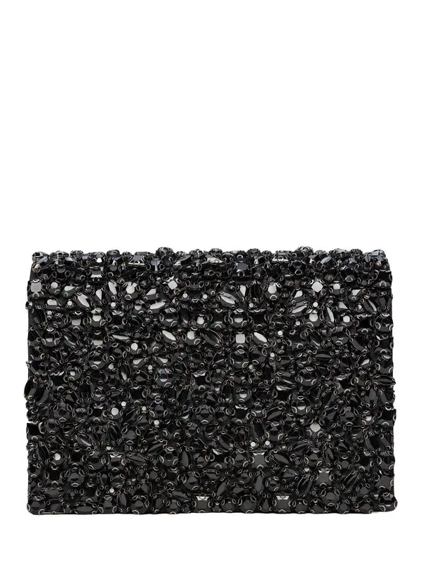 L'Agence Victoire Crystal Clutch - Black/onyx