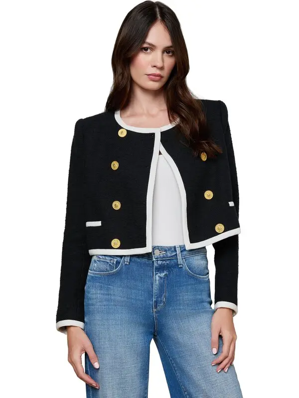 L'Agence Mazikeen Tweed Jacket - Black/white