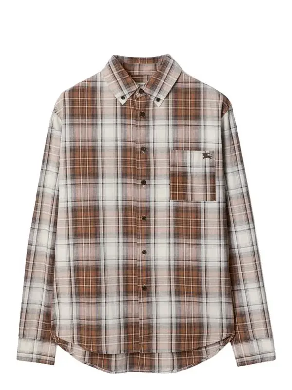 Burberry Madras Check Cotton Shirt - Russet Brown