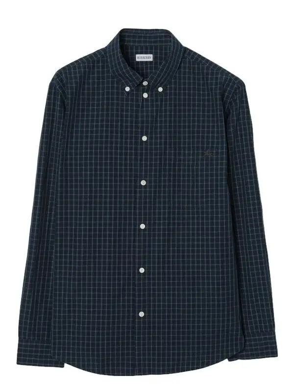 Burberry Check Cotton Shirt - Flint Blue/chalk White