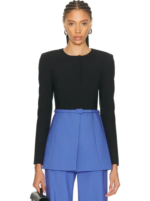 Carolina Herrera Belted Crewneck Jacket - Black Multi