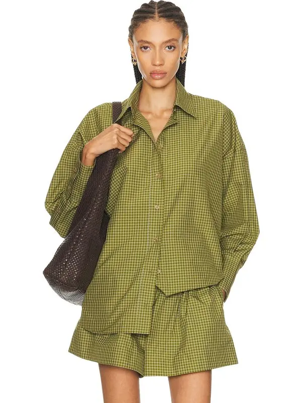 Brandon Maxwell Harvey Boyfriend Shirt - Olive