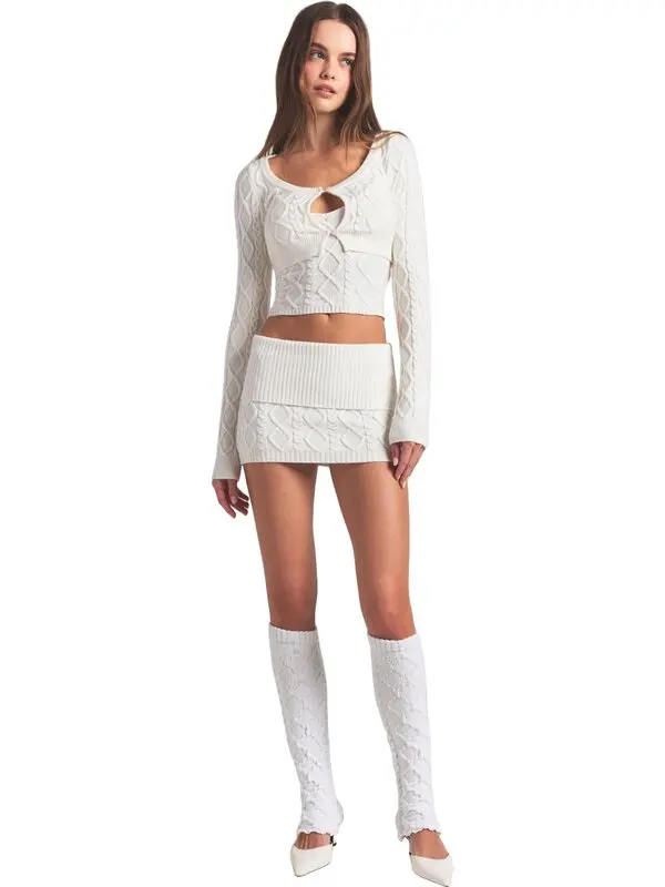 SKIMS Cable Knit Mini Skirt - Ivory