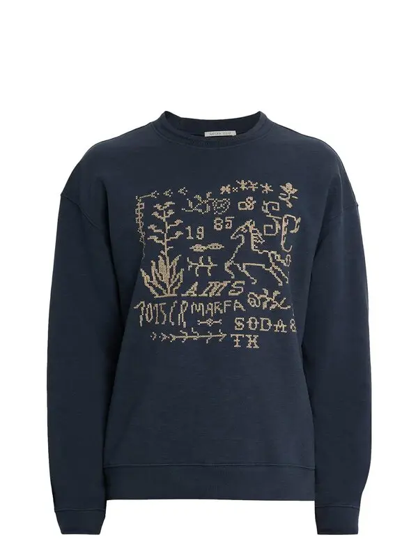 Scotch & Soda Relaxed-fit Cross-stitch Artwork Sweatshirt - Carbon