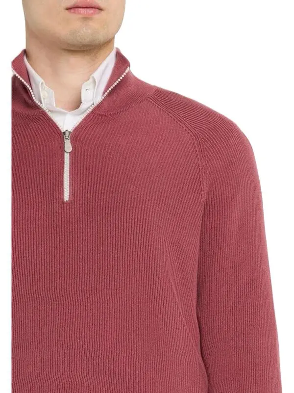 Brunello Cucinelli Cotton English Rib Half-zip Sweater - Cora