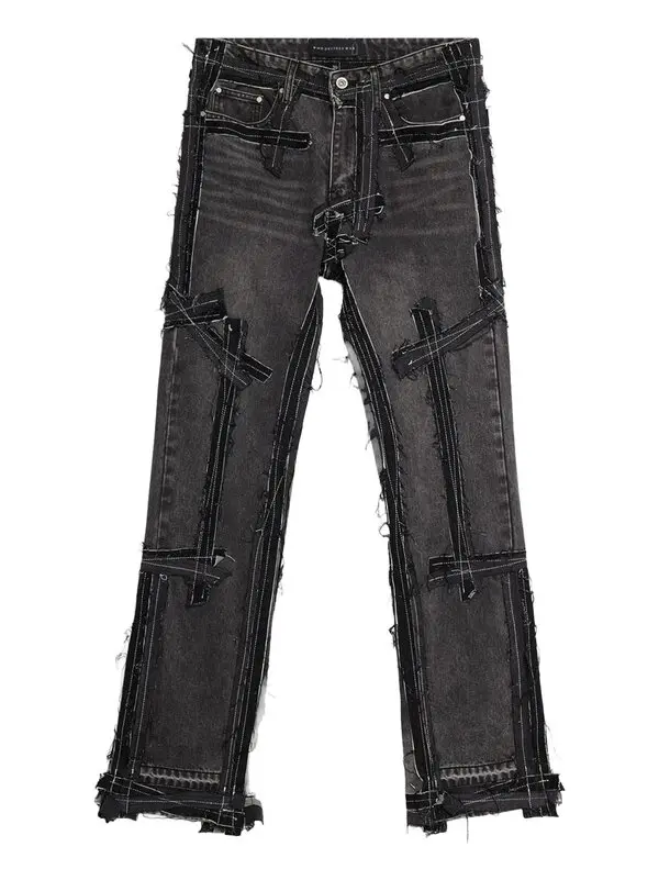 WHO DECIDES WAR BY EV BRAVADO Exposure Patchwork Slim-fit Jeans - Coal