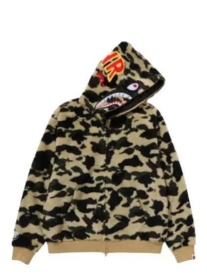 BAPE 1st Camo 2nd Shark Boa Hoodie Jacket - Yellow