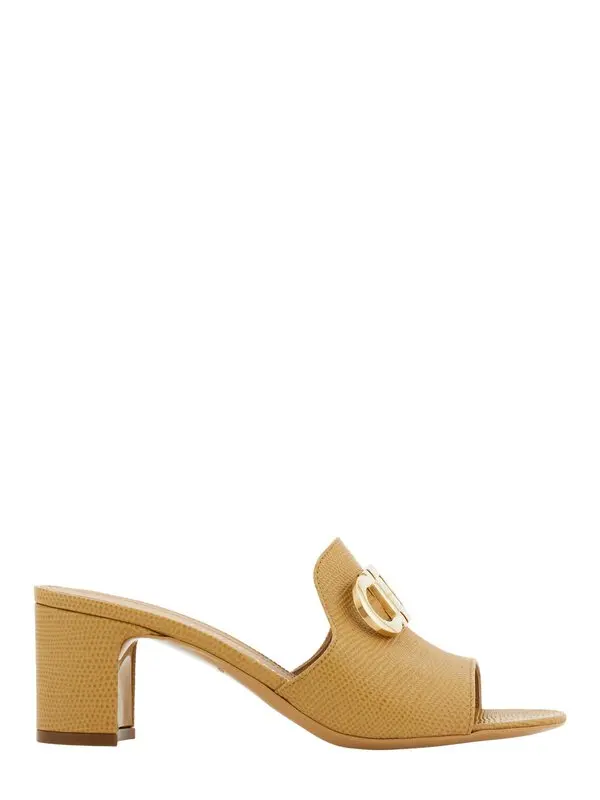 FERRAGAMO Mid-heel Mule With Gancini Buckle - Beige