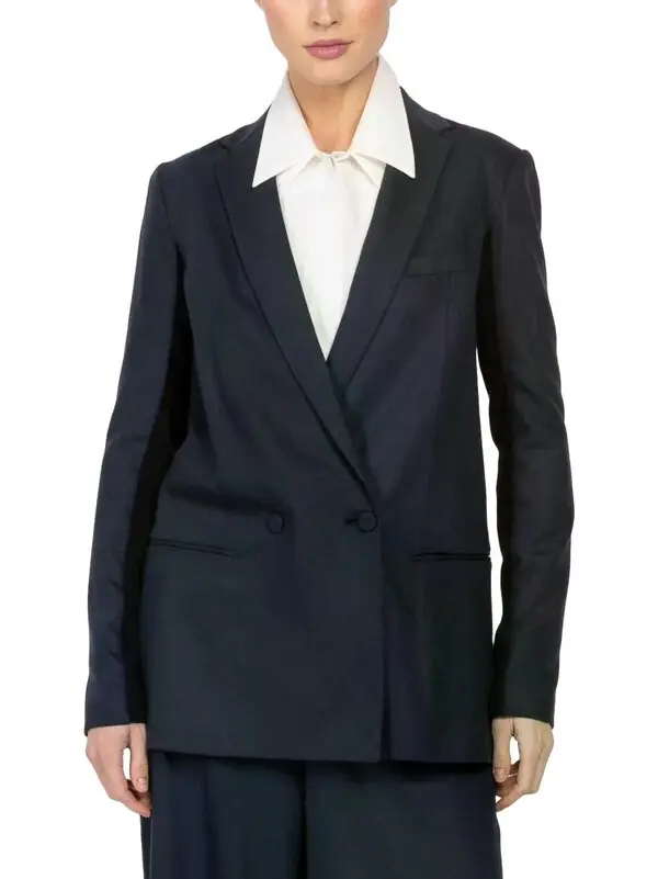NELLS NELSON Double-breasted Paneled Blazer - Blue