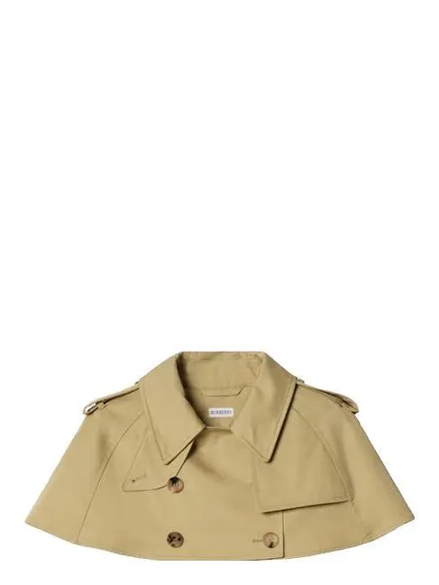 Burberry Gabardine Trench Capelet - Hamper Beige