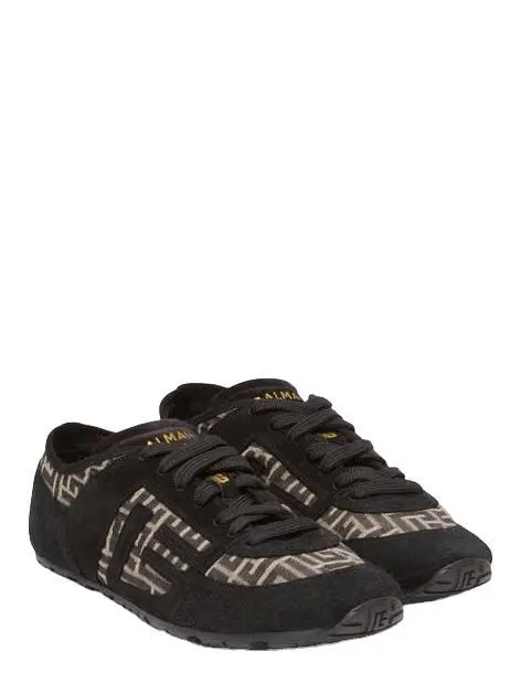 Balmain Racer 45 Monogram Jacquard Trainers - Black