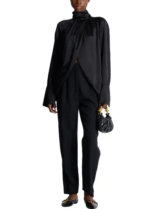 Balmain Draped Silk Blouse - Black