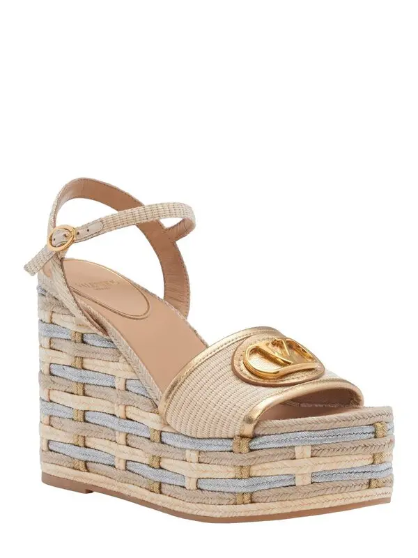 Valentino Garavani Vlogo Espadrille Wedge Sandal - Natural