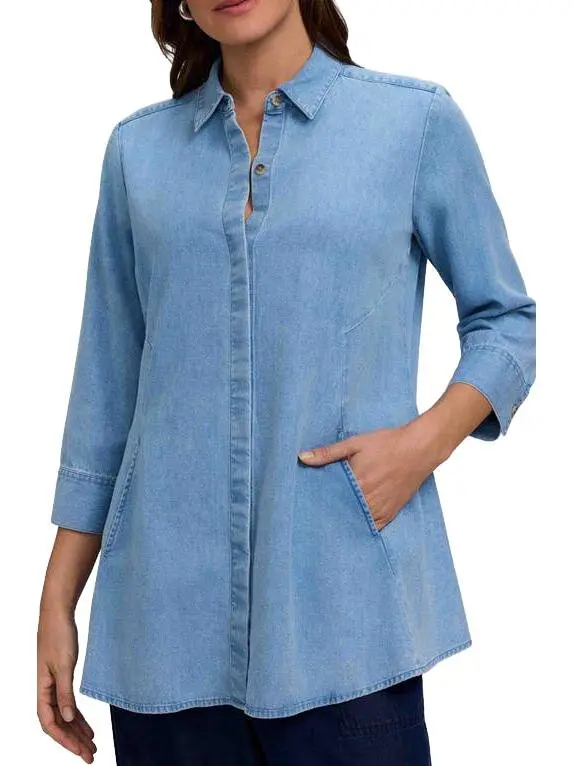 Foxcroft Cici Denim Tunic - Bleach Wash Blue