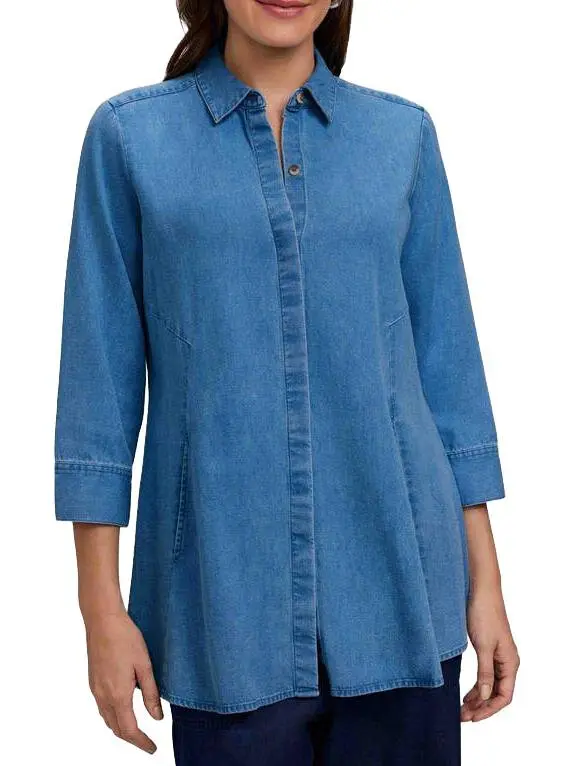 Foxcroft Cici Denim Tunic - Medium Wash Blue
