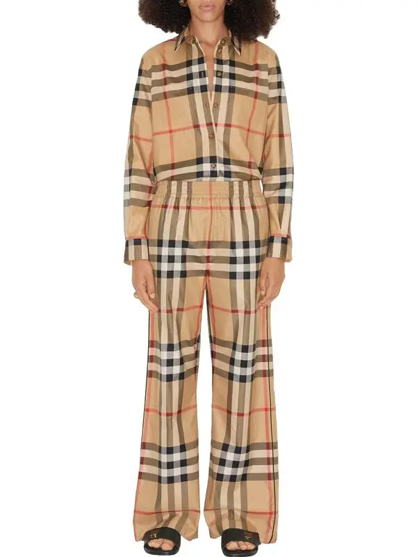 Burberry Check Cotton Twill Trousers - Archive Beige