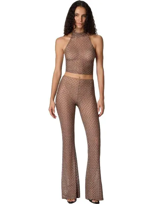 Missoni Scarf Top In Lamé Viscose With Spiderweb Motif - Brown