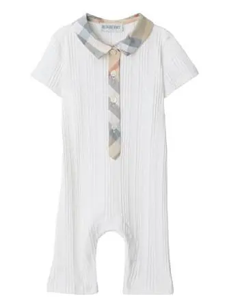 Burberry Stretch Cotton Jersey Playsuit - White