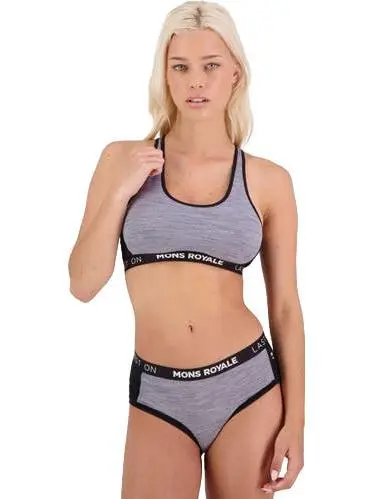 MONS ROYALE Sierra Sports Bra - Grey Heather/black